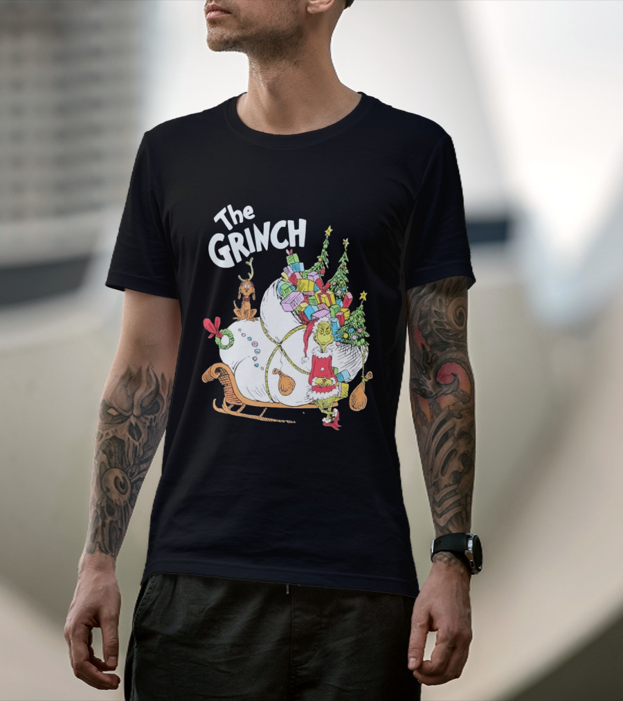 The Grinch Christmas Sleigh With Max And Presents T-Shirt