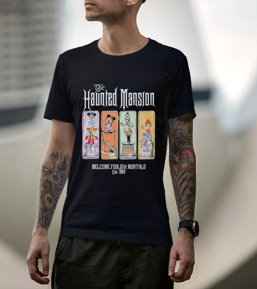 The Haunted Mansion Welcome Foolish Mortals Est 1969 Distressed T-Shirt