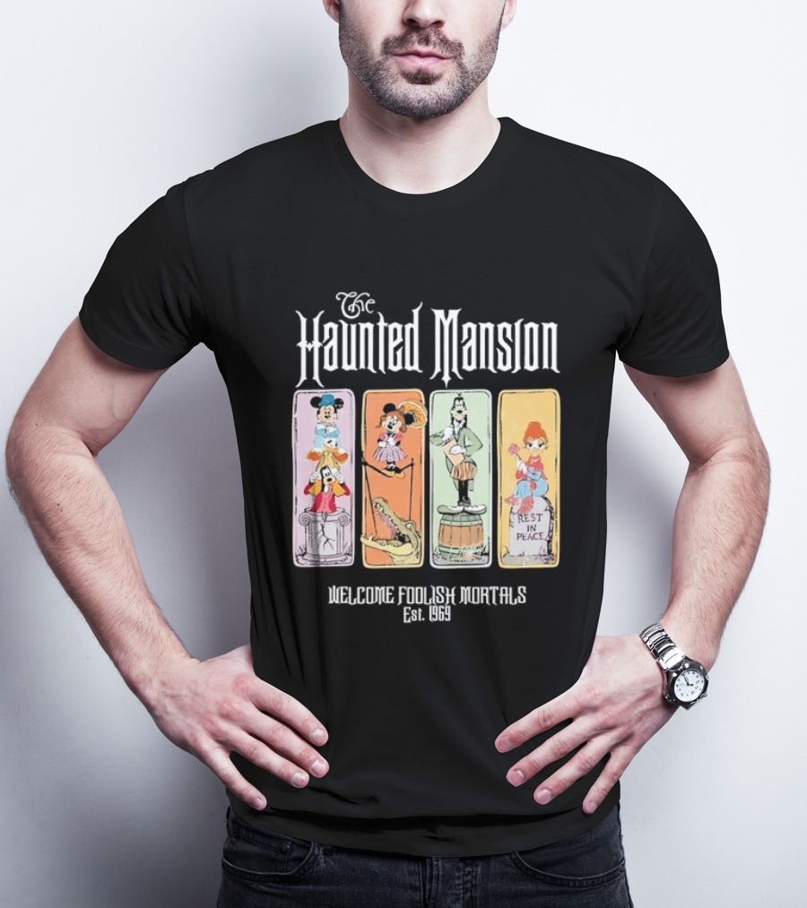 The Haunted Mansion Welcome Foolish Mortals Est 1969 Distressed T-Shirt