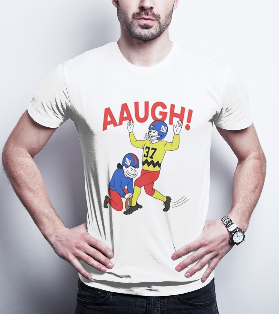 Charlie Brown New York Giants AAUGH Football 37 Peanuts Comic T-Shirt
