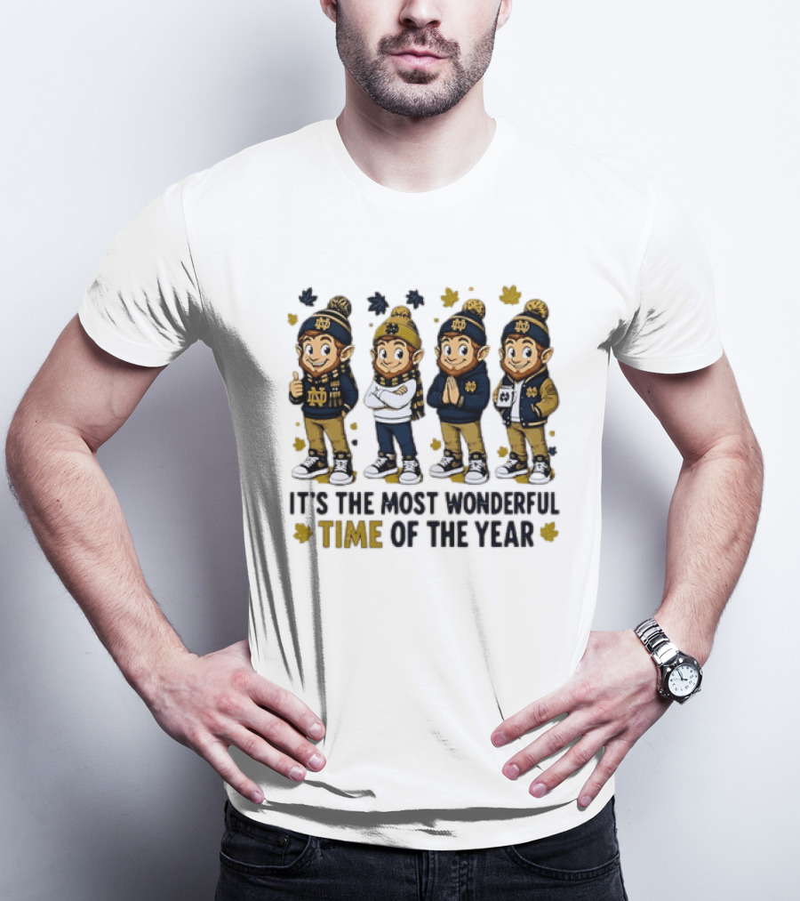 Notre Dame Fighting Irish Elves It's The Most Wonderful Time Of The Year T-Shirt