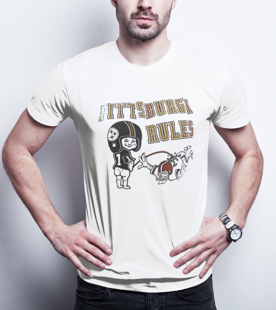 Pittsburgh Rules Football Helmet Kid Kicking Rival Team T-Shirt