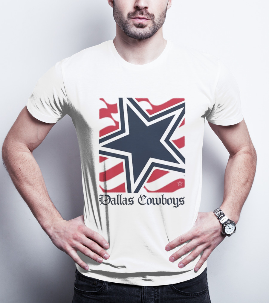 Dallas Cowboys Star With Red Background Stripes T-Shirt
