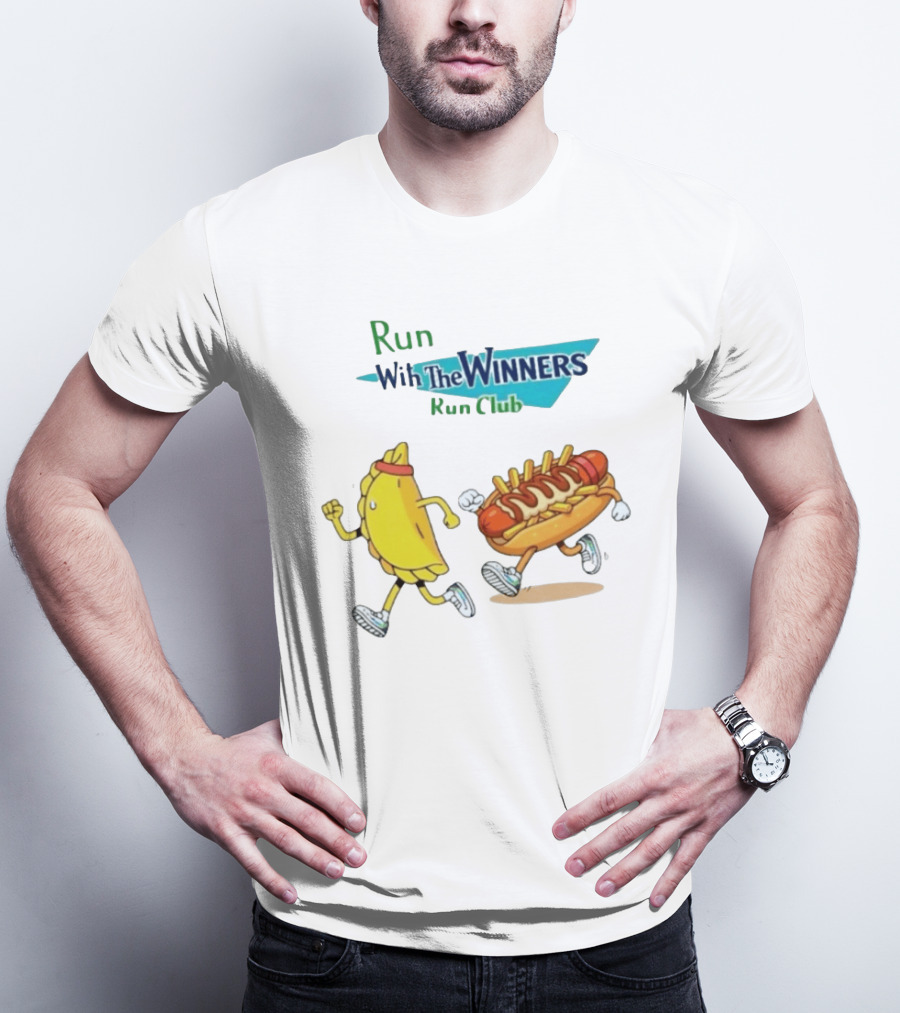 Run With The Winners Run Club Empanada And Hot Dog Race T-Shirt