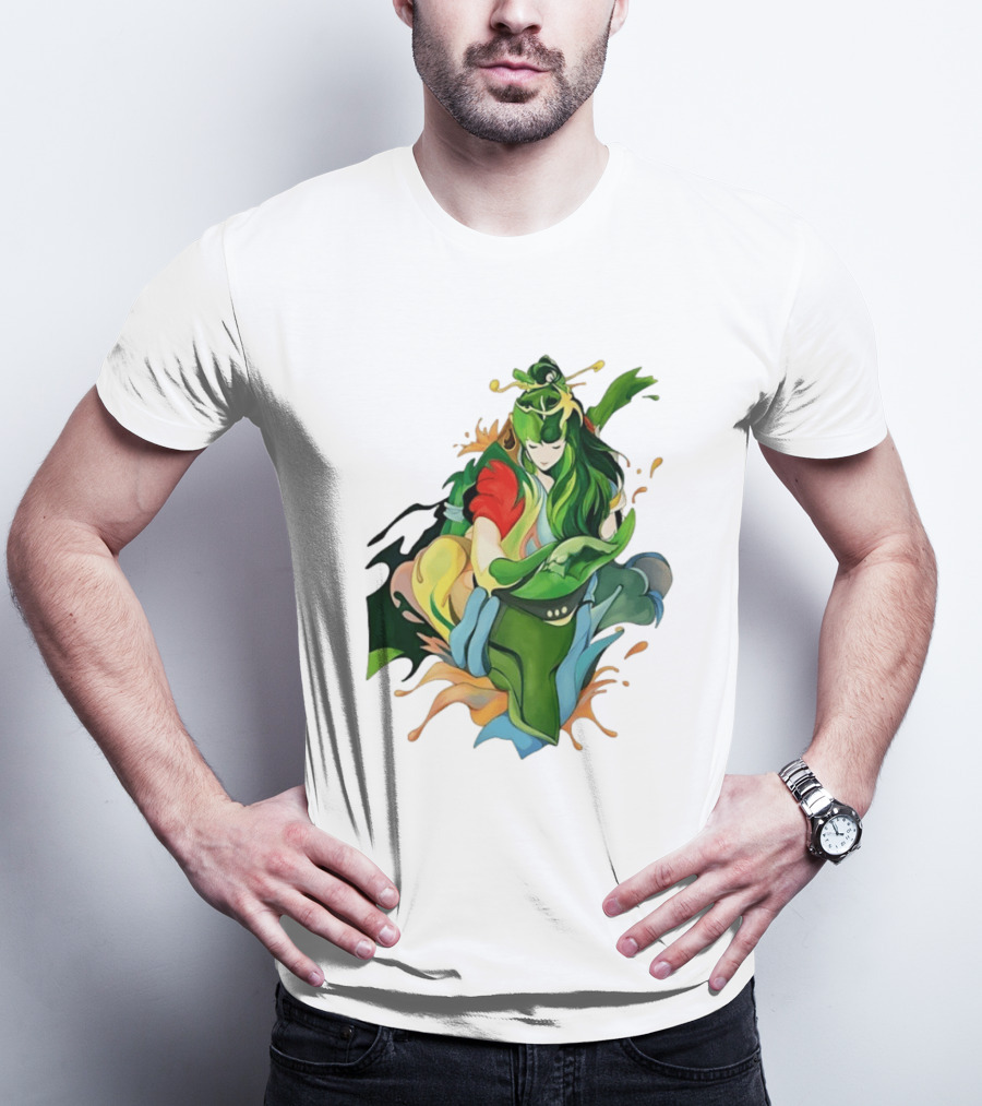 Shun Of Andromeda Saint Seiya Anime Character Art Green And Red T-Shirt