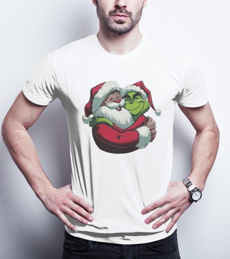 Grinch And Santa Embrace Christmas Magnet T-Shirt