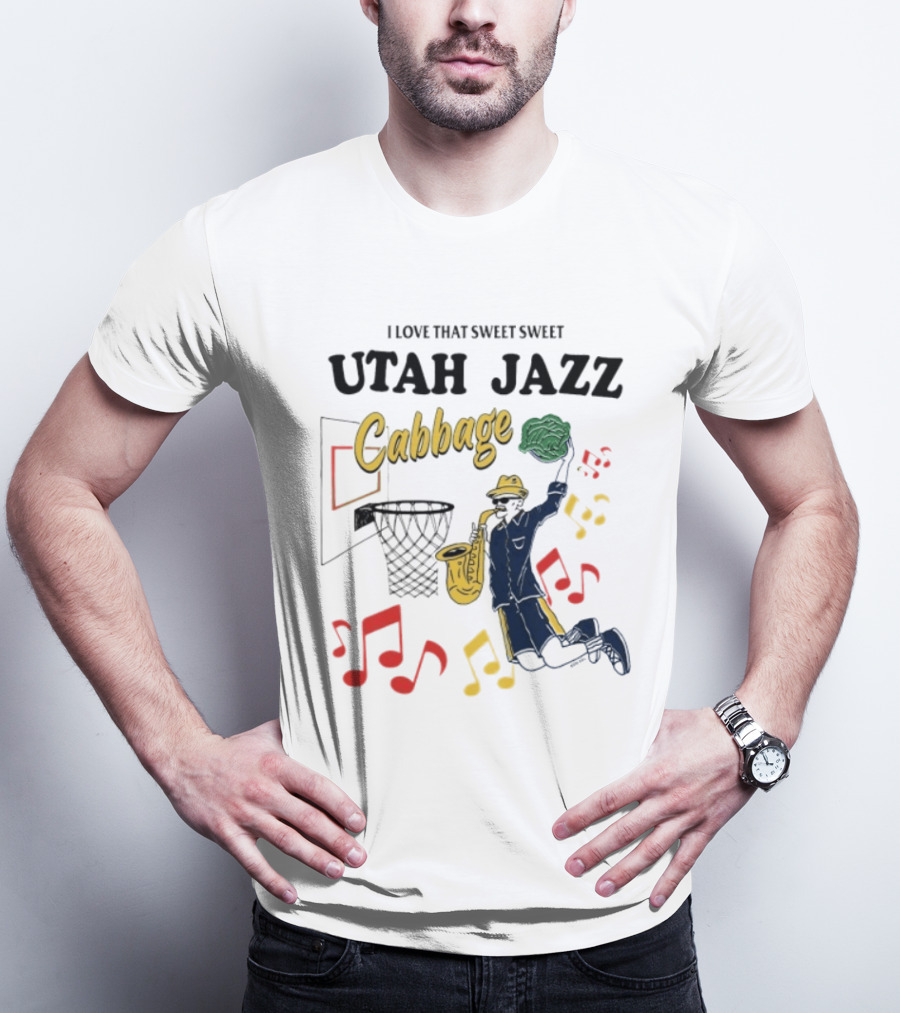 I Love That Sweet Sweet Utah Jazz Cabbage Basketball Music Notes Player T-Shirt