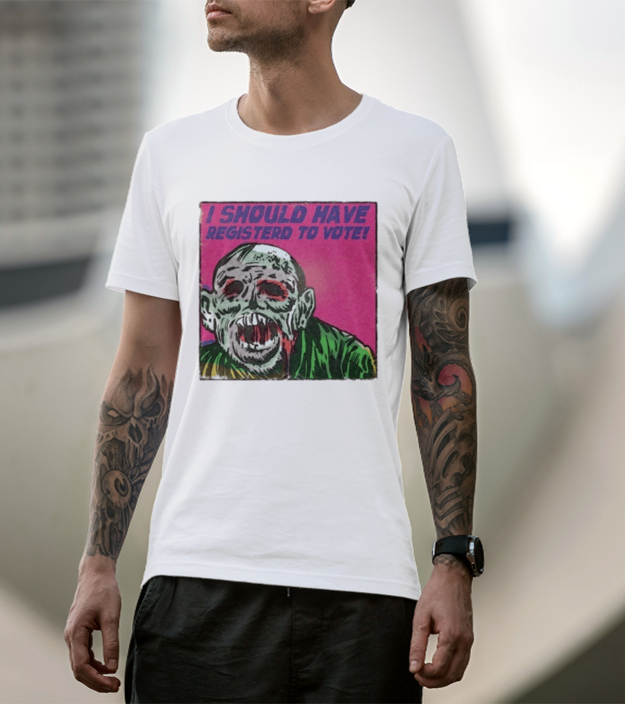 Zombie Meme I Should Have Registered To Vote תובבש Uteזחגרט Zombiebo T-Shirt