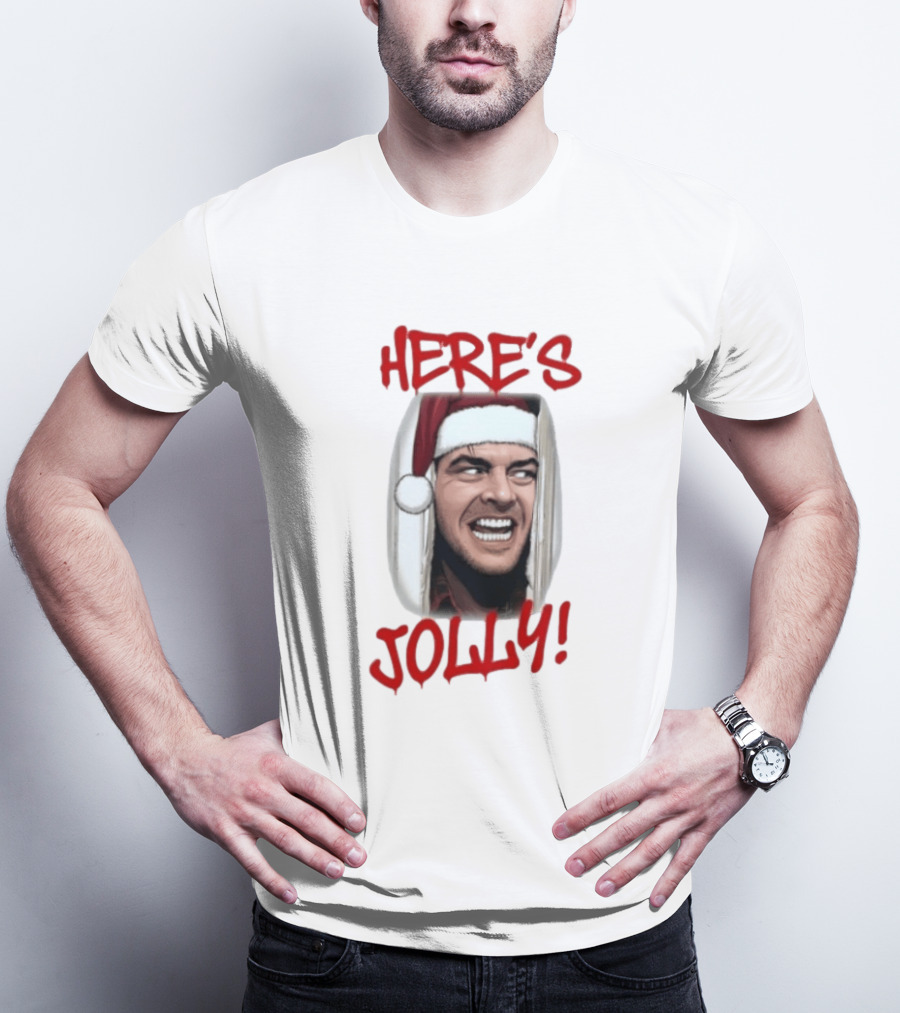 Jack Nicholson Here's Jolly Christmas Horror Santa Hat T-Shirt