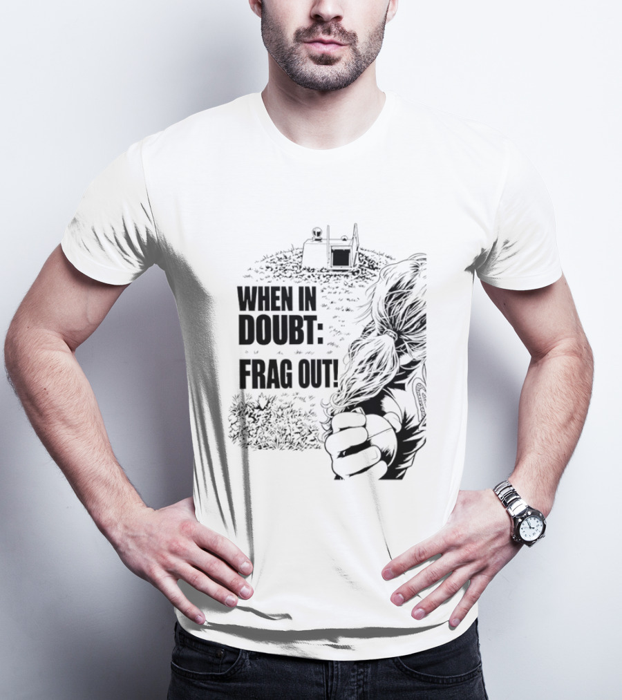 When In Doubt Frag Out Gaming Grenade Soldier Scene T-Shirt