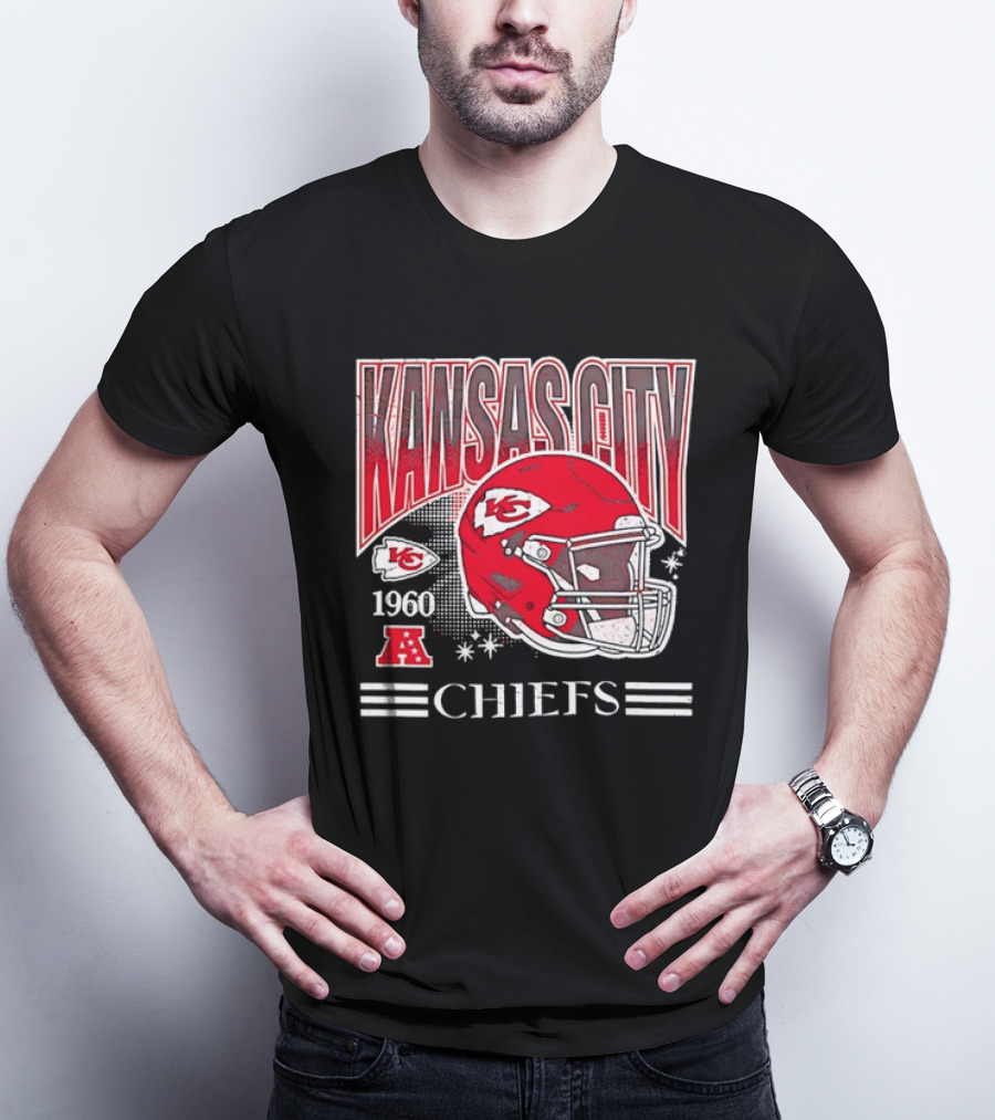 Kansas City Chiefs 1960 Red Helmet Distressed AFC T-Shirt