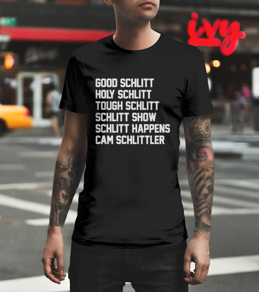 Good Schlitt Holy Schlitt Tough Schlitt Cam Schlittler Yankees MLB Block Lettering T-Shirt