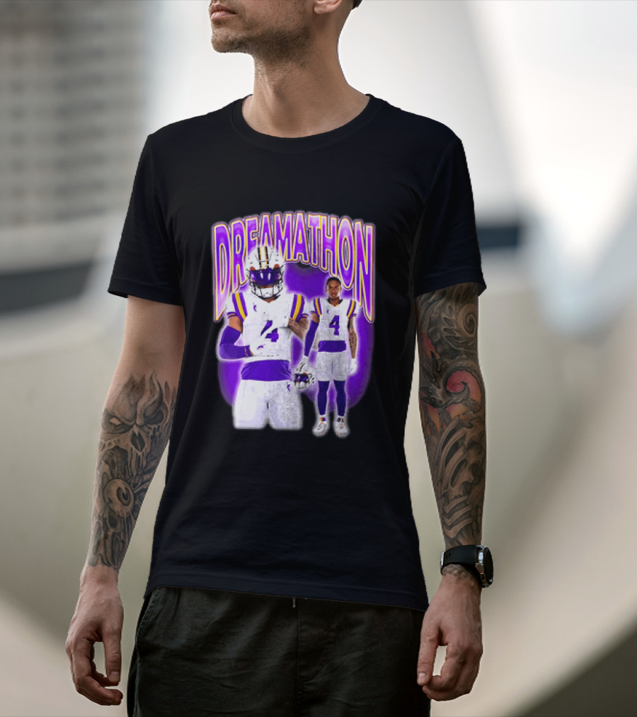 LSU Tigers Dreamathon Gotta Geaux To Work 2 Football 2 Sided T-Shirt