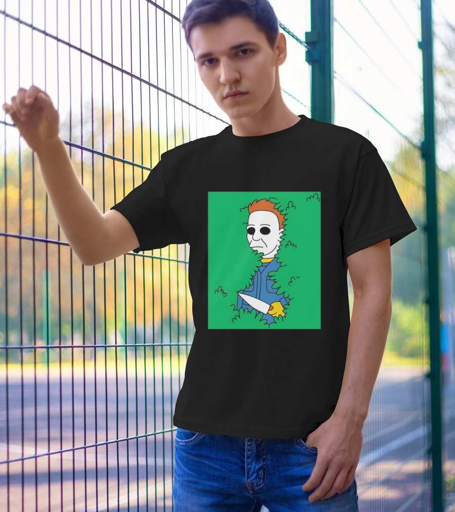 Michael Myers Halloween Bushes Knife Humor T-Shirt