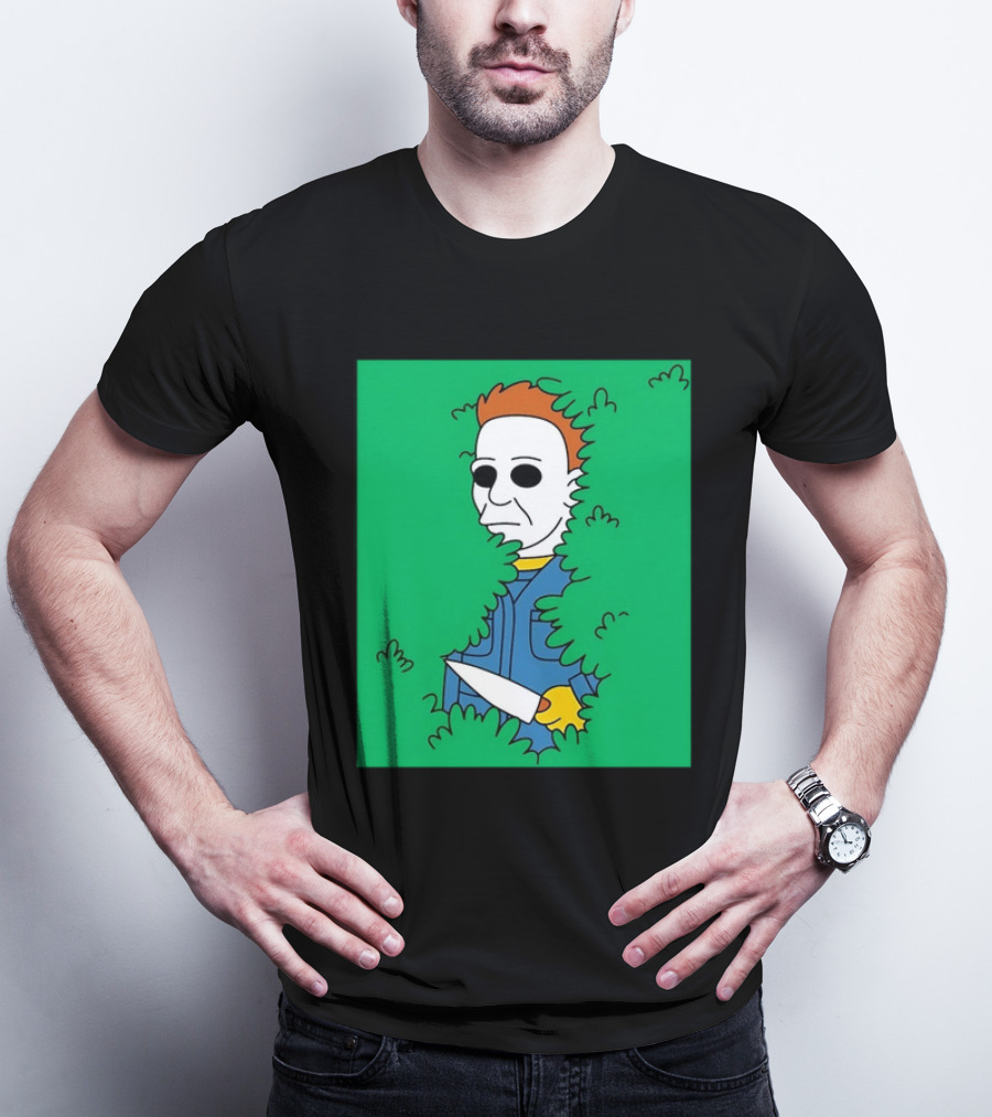 Michael Myers Halloween Bushes Knife Humor T-Shirt