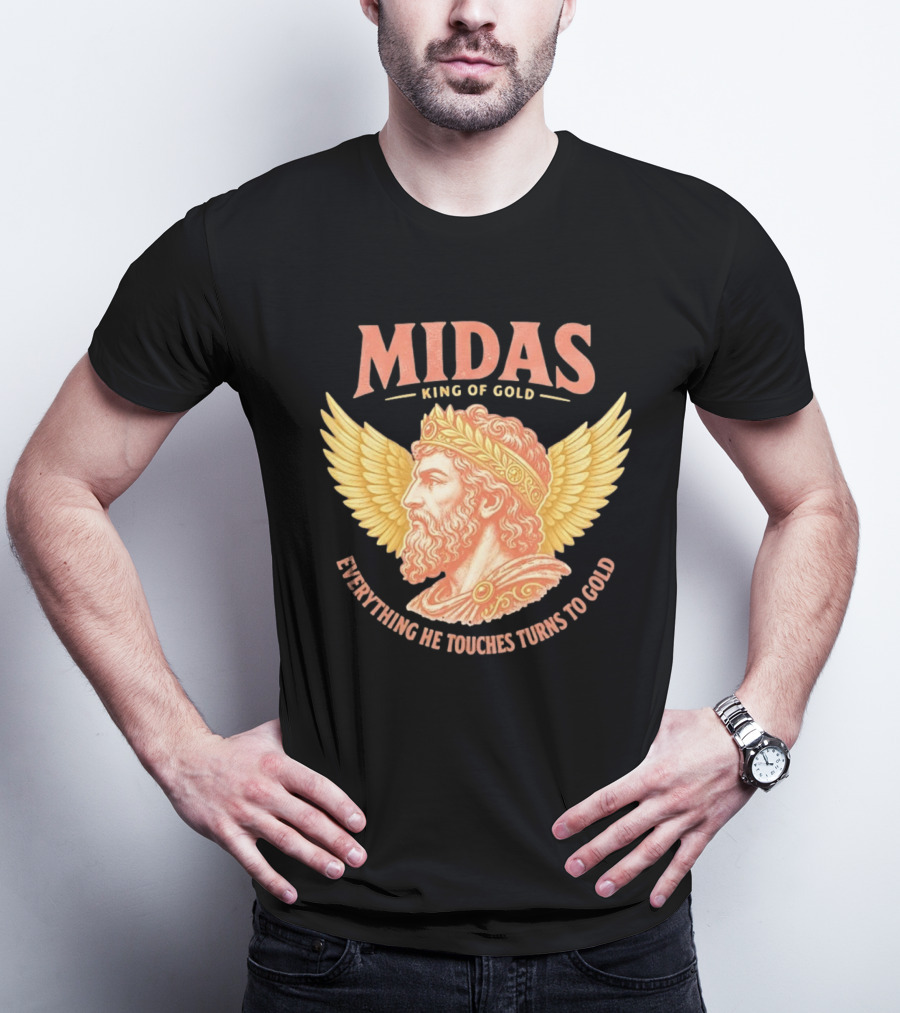 Midas King Of Gold Everything He Touches Turns To Gold Winged Crown Classic Greek Mythology T-Shirt