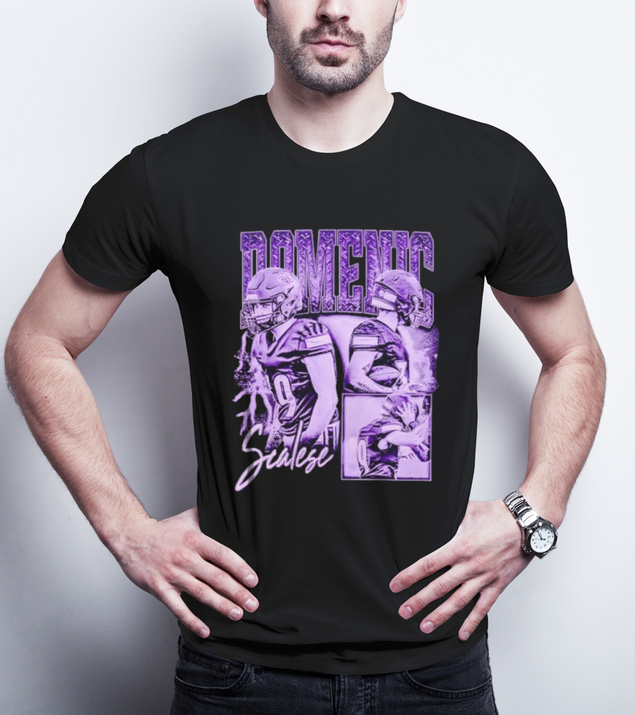 Domenic Scalese Number 9 Football Player Purple Sports Collage T-Shirt