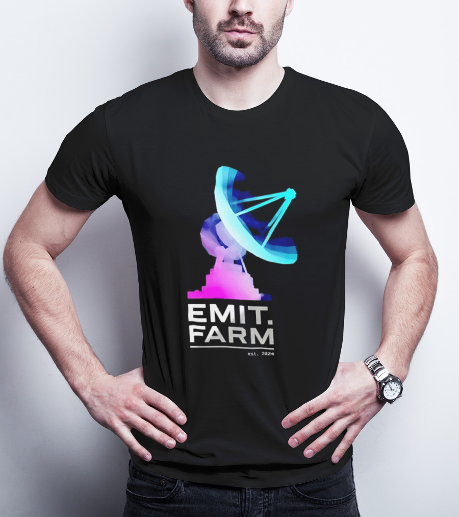 Emit Farm Est 2024 Satellite Dish Radio Telescope Science T-Shirt