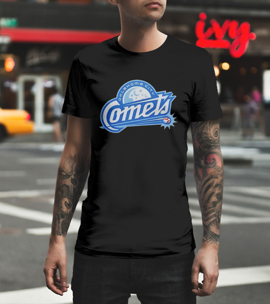 Oklahoma City Comets Baseball Team Moon And Star Baseball T-Shirt