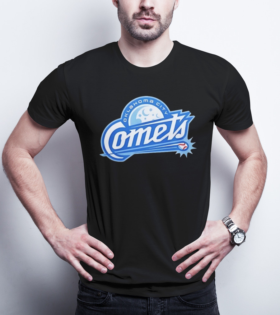 Oklahoma City Comets Baseball Team Moon And Star Baseball T-Shirt