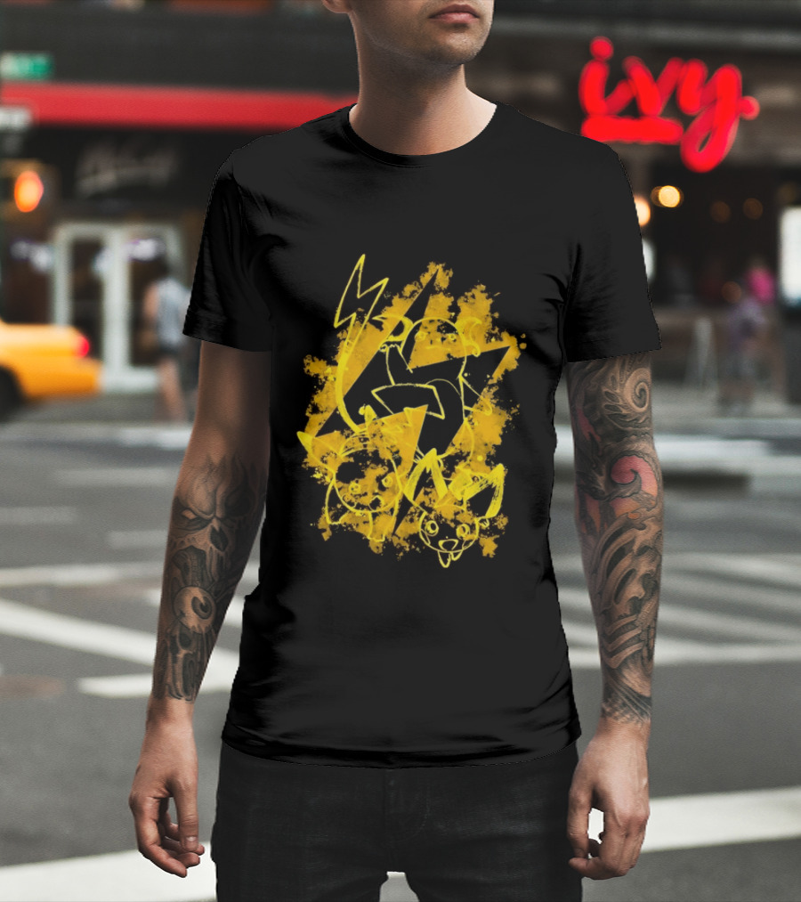 Pikachu Raichu Pichu Electric Evolution Pokemon Splash T-Shirt