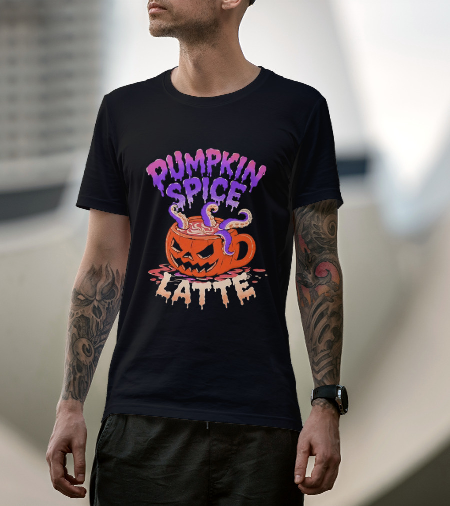 Pumpkin Spice Latte Tentacles Halloween Jack O' Lantern T-Shirt