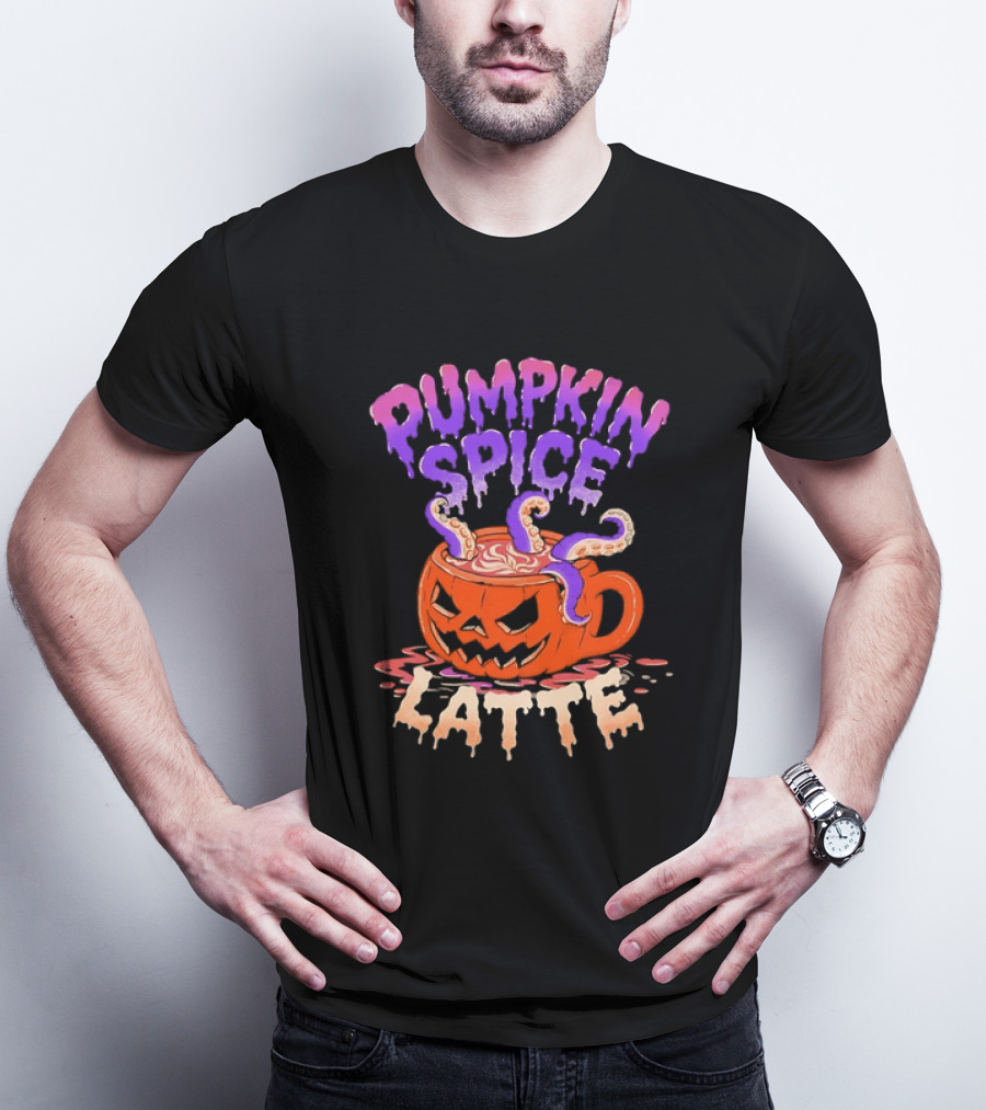Pumpkin Spice Latte Tentacles Halloween Jack O' Lantern T-Shirt