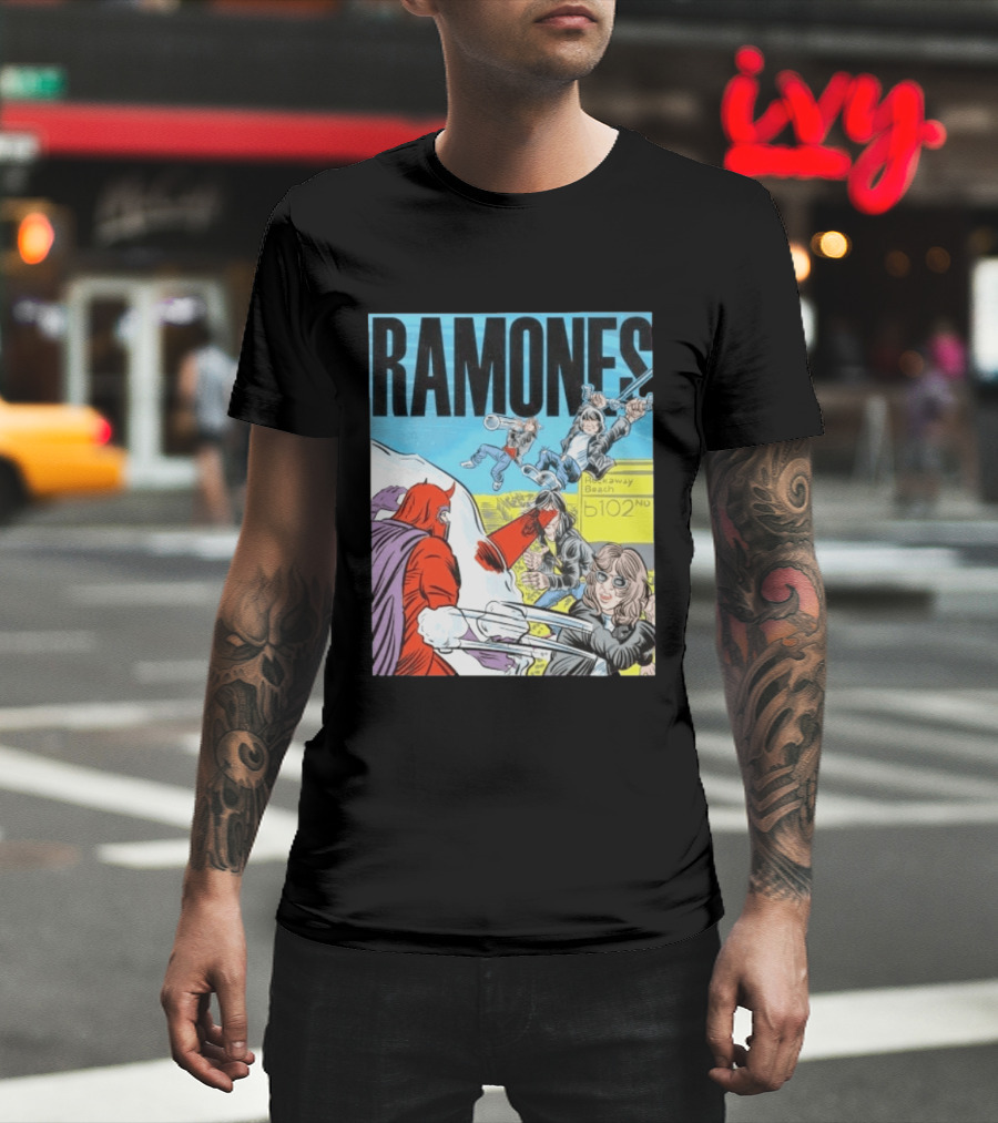 Ramones Rockaway Beach Comic Jack Kirby Style 102nd Street T-Shirt