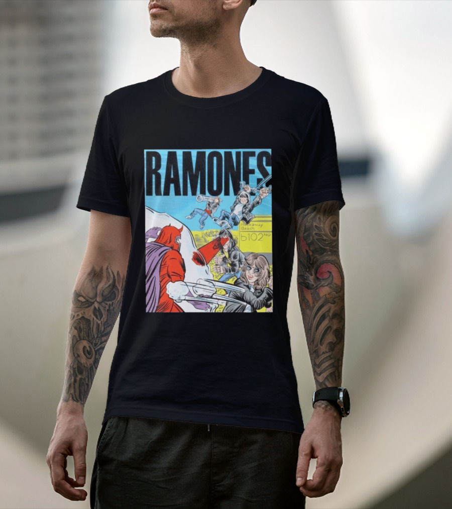 Ramones Rockaway Beach Comic Jack Kirby Style 102nd Street T-Shirt