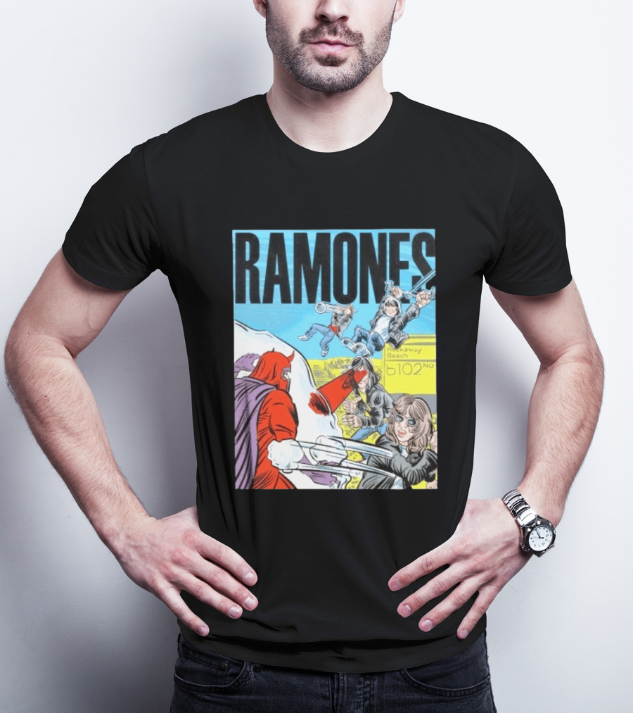 Ramones Rockaway Beach Comic Jack Kirby Style 102nd Street T-Shirt