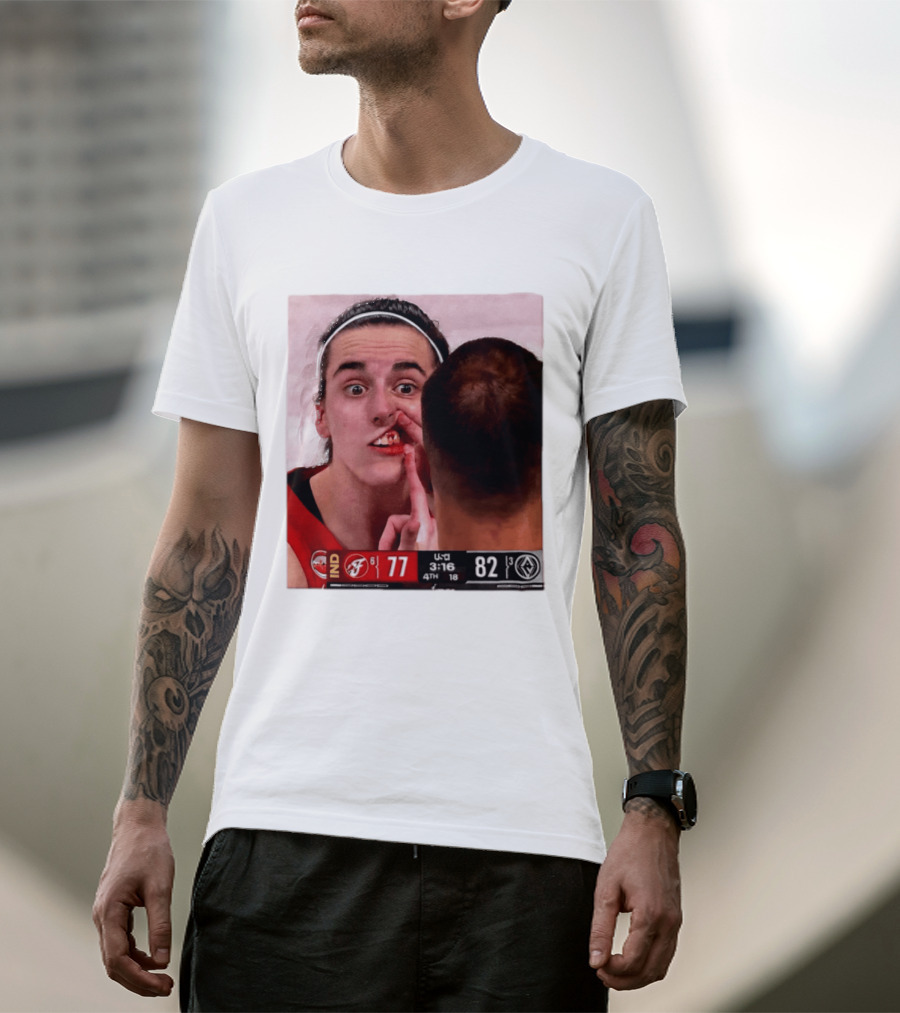 Caitlin Clark Injured Mouth Indiana Basketball Game Score 77 82 Fourth Quarter T-Shirt