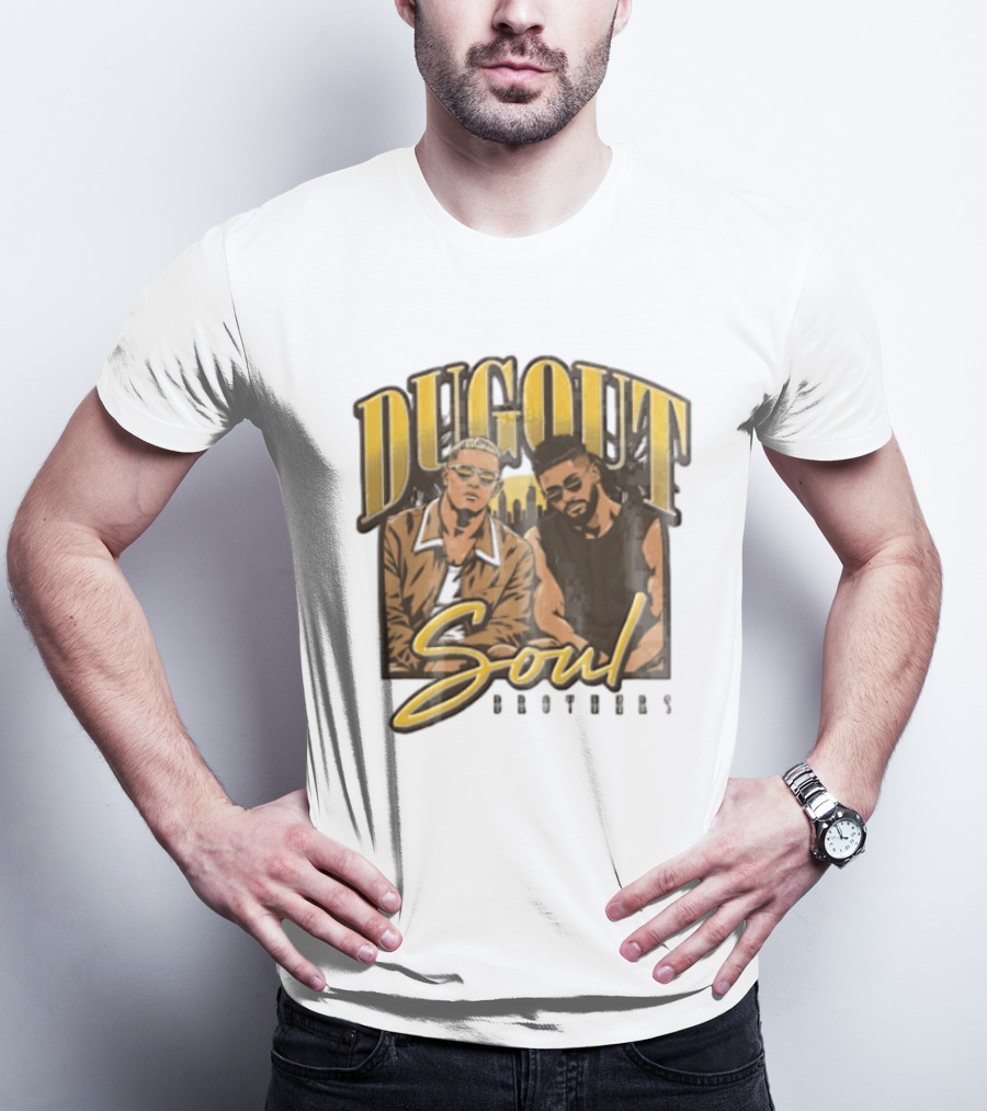 Dugout Soul Brothers Two Men Wearing Sunglasses City Skyline T-Shirt