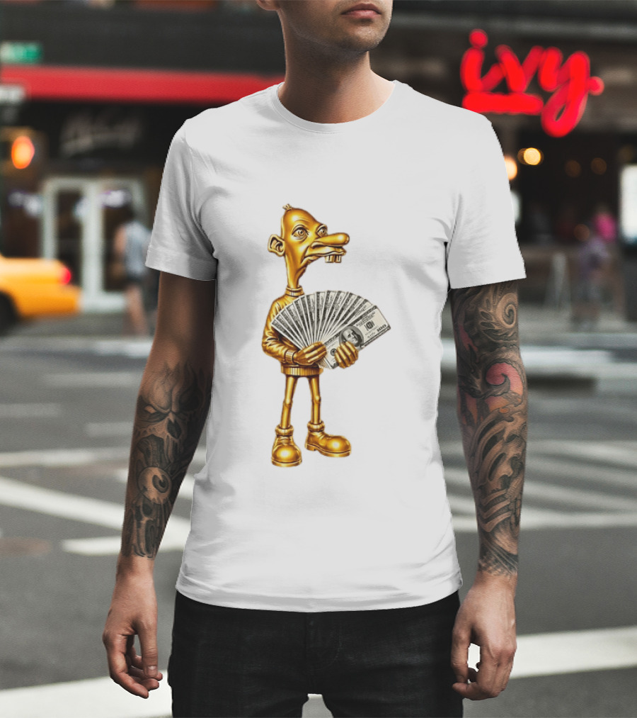 Greg Heffley Gold Money Meme With Cash Stack T-Shirt