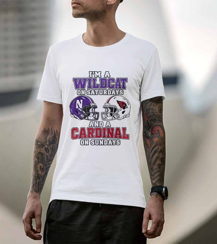 I'm A Wildcat On Saturdays And A Cardinal On Sundays Two Helmets T-Shirt