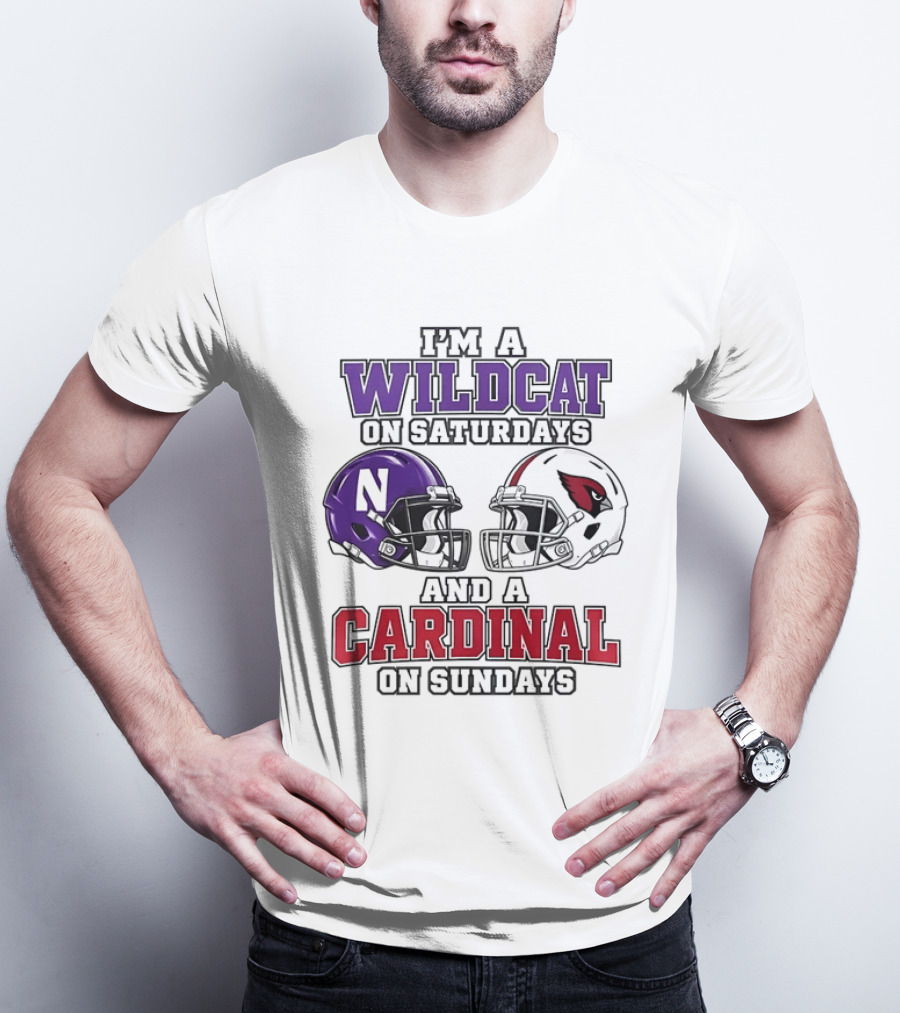 I'm A Wildcat On Saturdays And A Cardinal On Sundays Two Helmets T-Shirt
