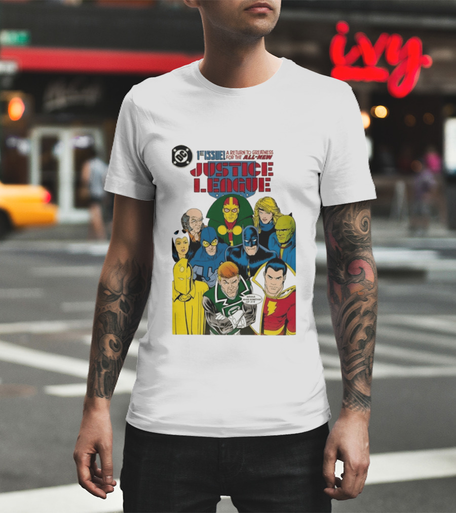 Justice League 1st Issue A Return To Greatness DC Comics Icons Bold Cover T-Shirt