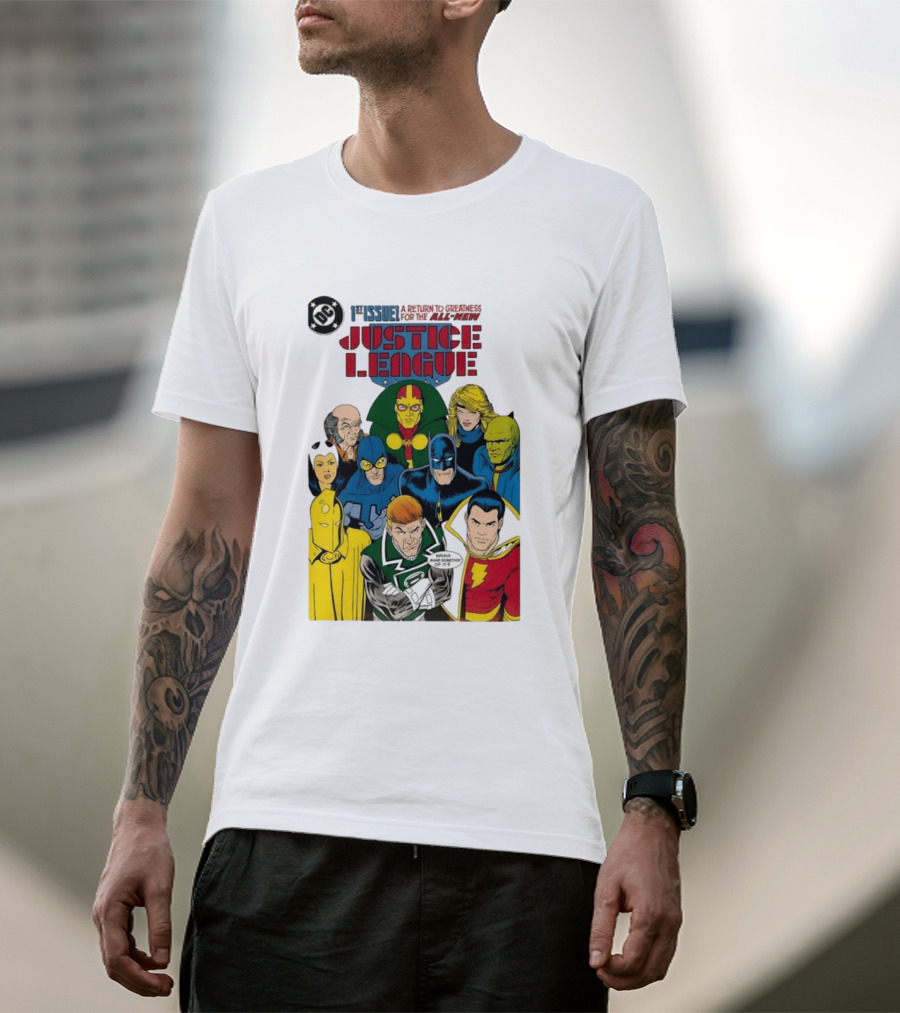Justice League 1st Issue A Return To Greatness DC Comics Icons Bold Cover T-Shirt