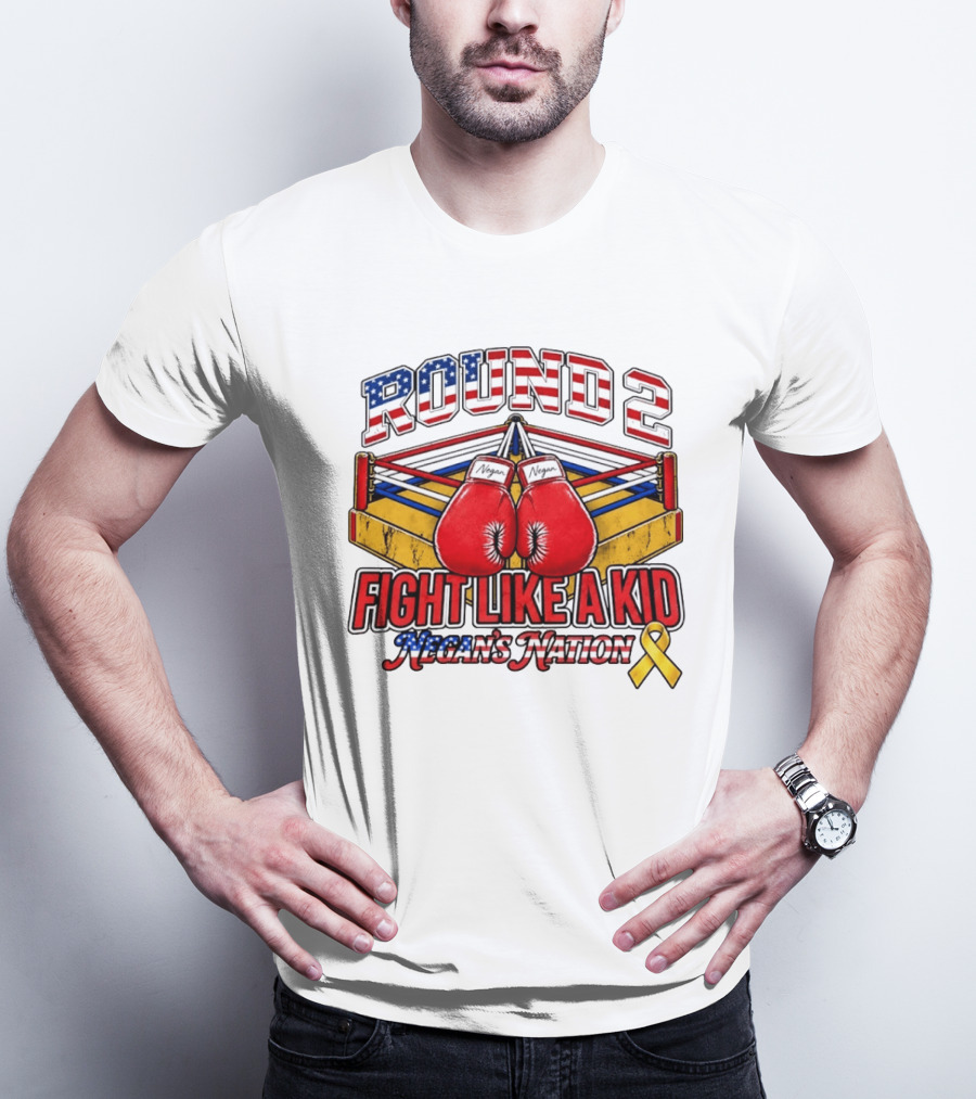 Round 2 Fight Like A Kid Negan's Nation Boxing Gloves Yellow Ribbon T-Shirt