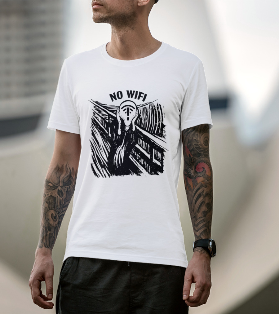 No WiFi The Scream Edvard Munch Network Signal T-Shirt
