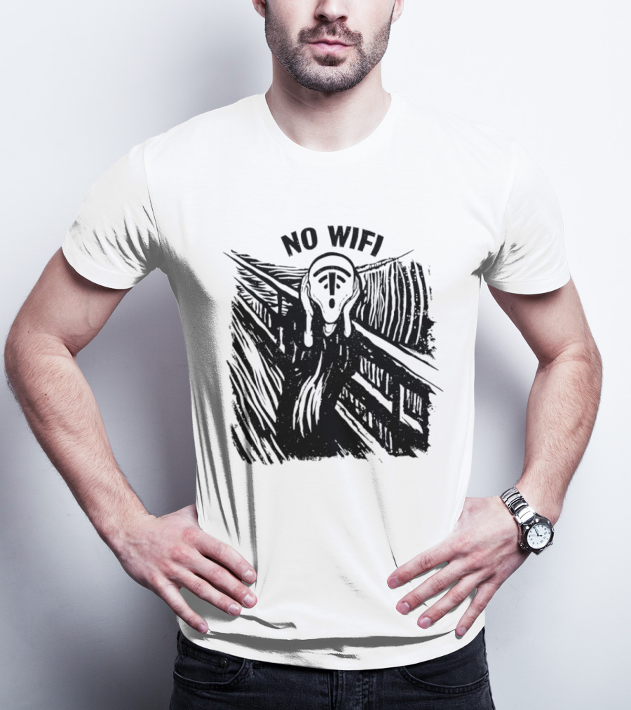 No WiFi The Scream Edvard Munch Network Signal T-Shirt