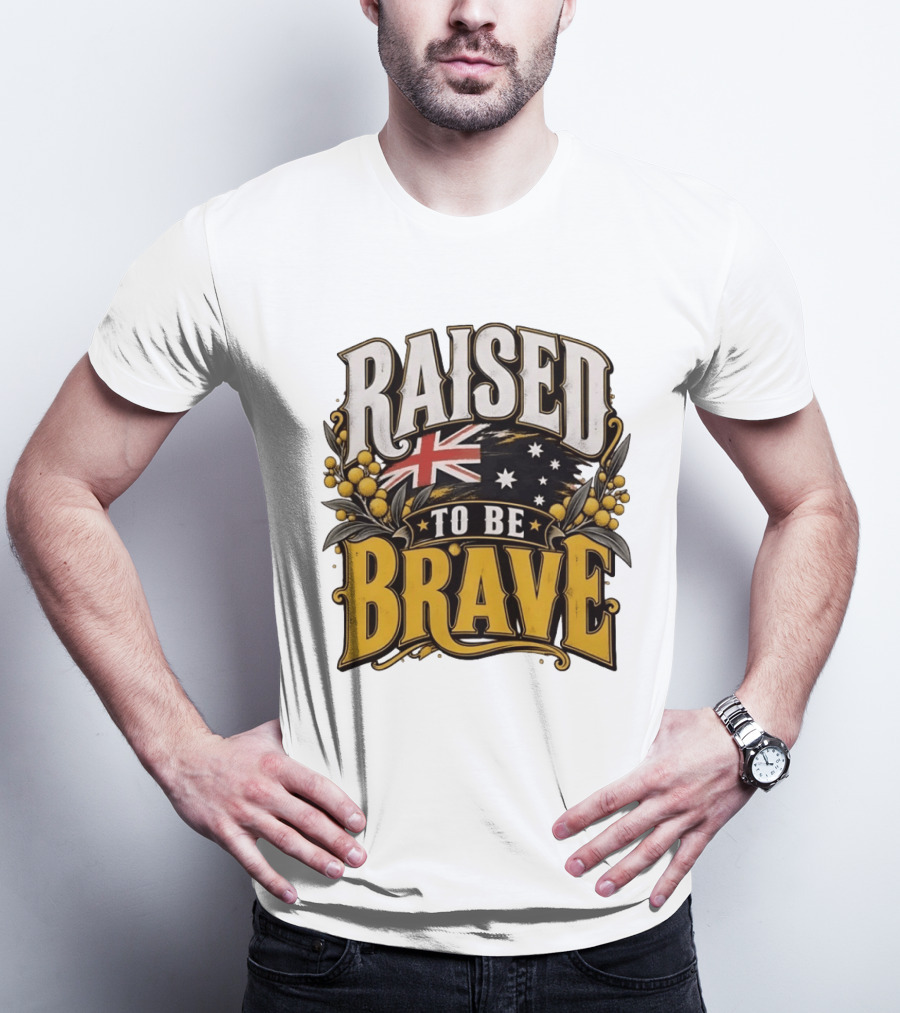 Raised To Be Brave Australian Flag With National Pride And Floral T-Shirt