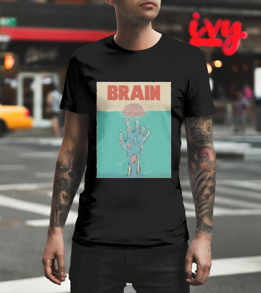 Brain Zombie Hand Horror Undead Creepy T-Shirt