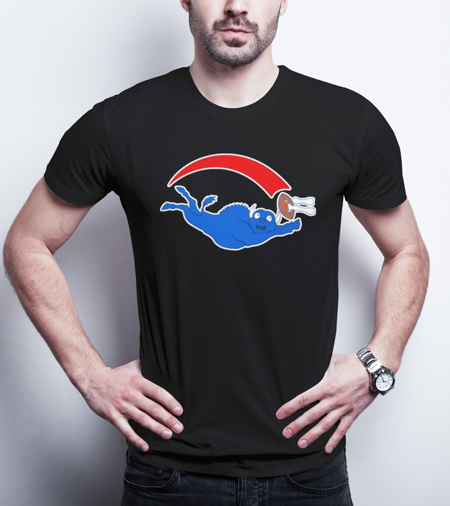 Buffalo Bills Cartoon Parody Football Logo Flying Blue Buffalo T-Shirt