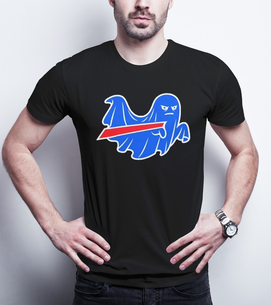 Buffalo Bills Ghost Mascot Emblem With Red T-Shirt