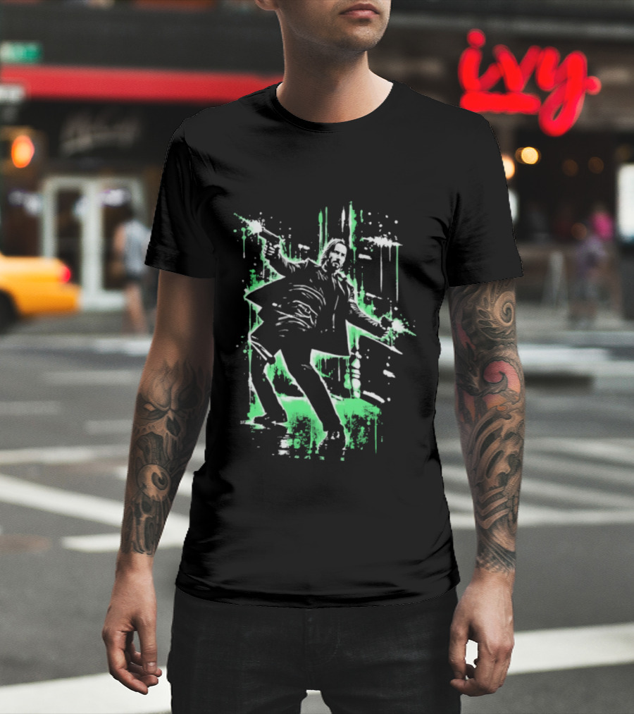 Keanu Reeves John Wick Action Paint Splatter T-Shirt