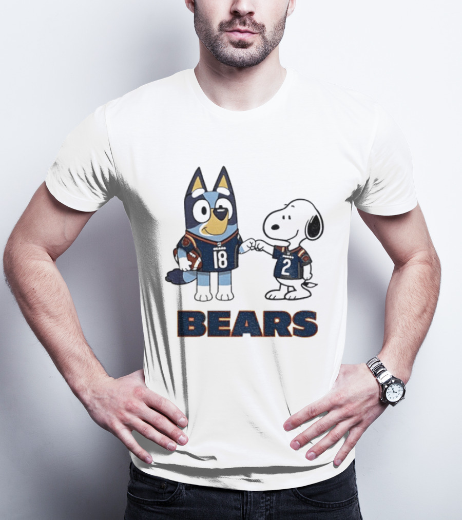 Bluey And Snoopy Chicago Bears Football Team Friends T-Shirt
