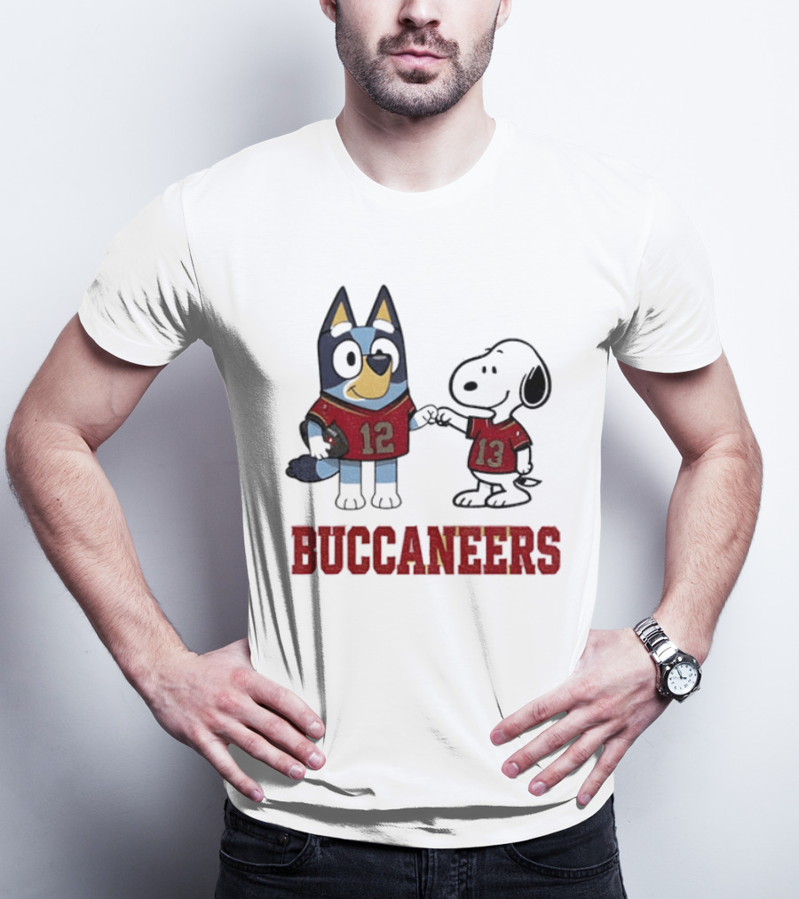 Bluey Snoopy Tampa Bay Buccaneers Football Friends T-Shirt
