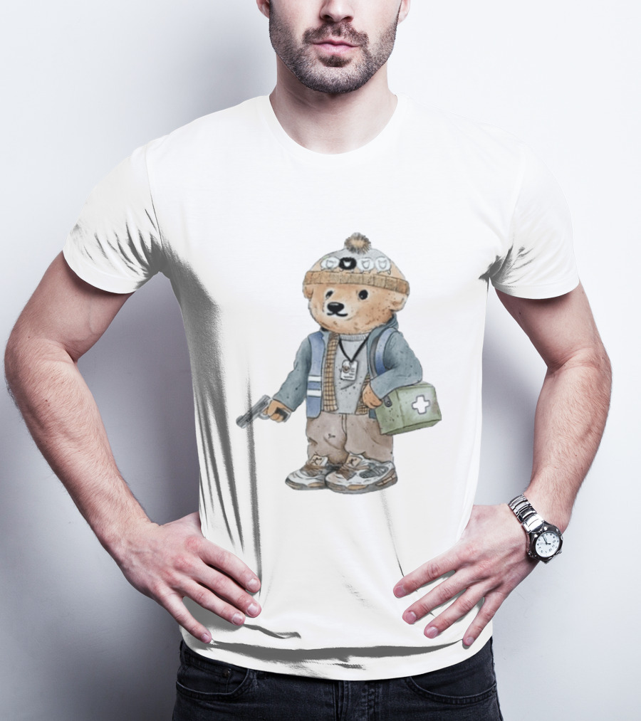 Bryan Bear Toy With Gun And First Aid Kit Beanie T-Shirt