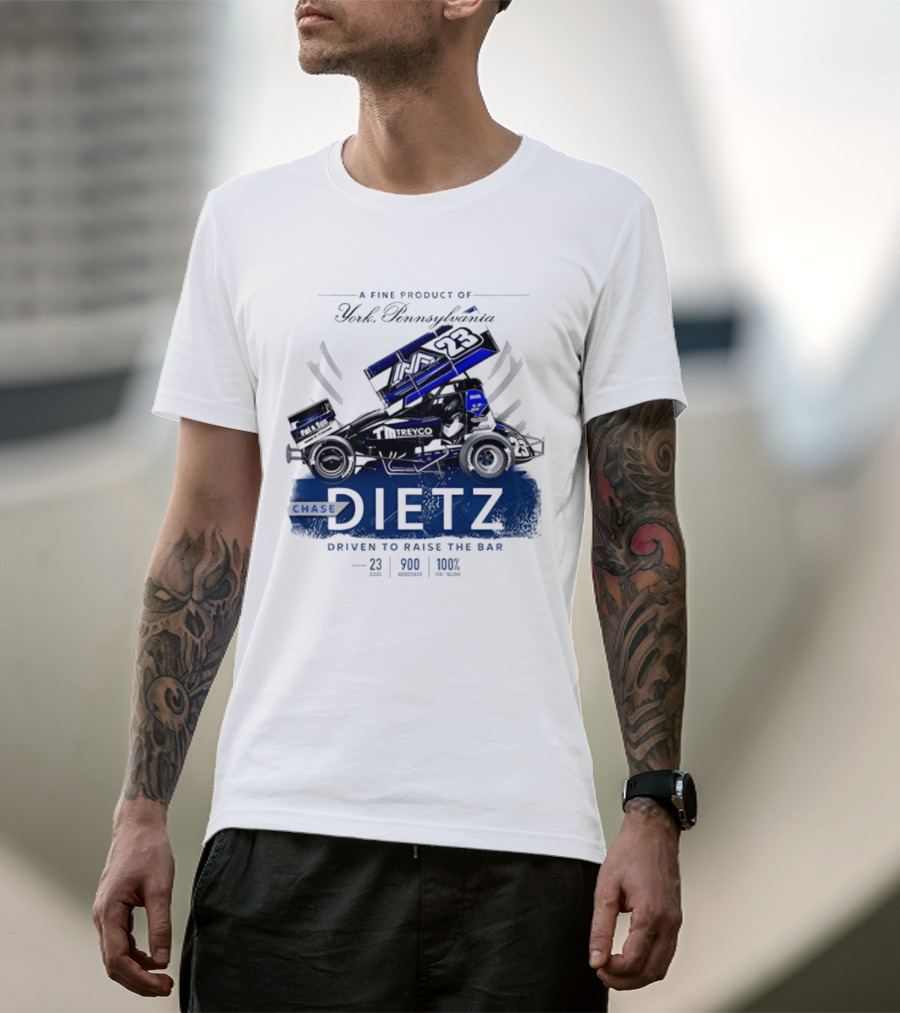 Chase Dietz Sprint Car 23 Driven To Raise The Bar York Pennsylvania Racing T-Shirt