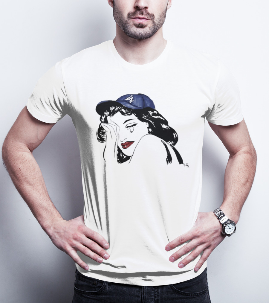 Los Angeles Dodgers Cap Crying Woman Pop T-Shirt